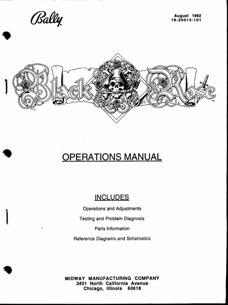 Bally Black Rose Operations Manual | PDF