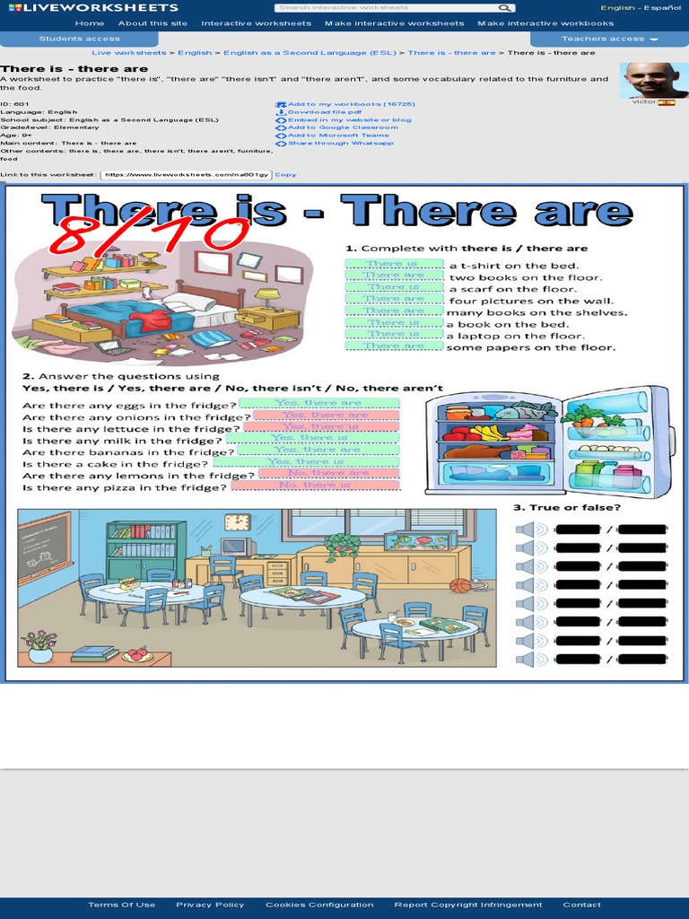 There Is - There Are Interactive Worksheet | PDF | English As A Second ...