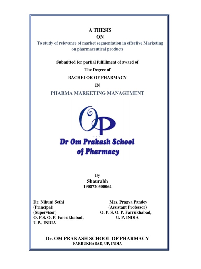 A Thesis ON: Pharma Marketing Management | PDF | Thesis
