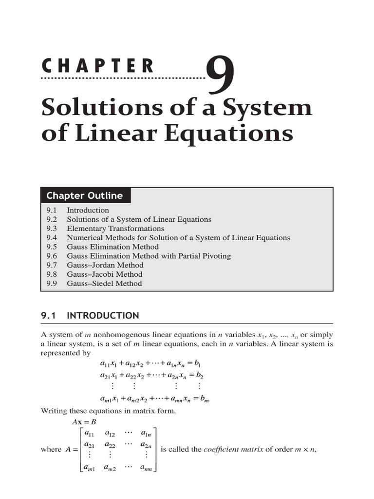 Chapter Four - Solutions of A System of Linear Equations | PDF | System ...