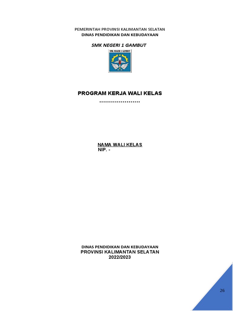 Contoh Program Kerja Wali Kelas - WWW - Kherysuryawan.id | PDF