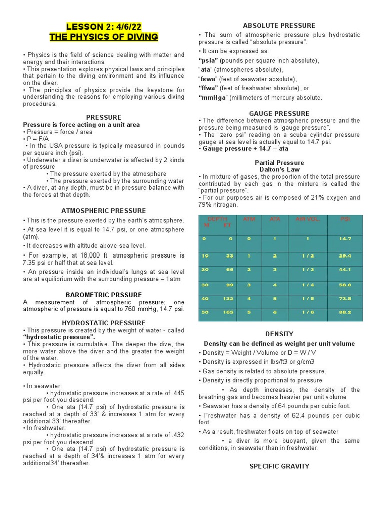 Lesson 2 The Physics of Diving | PDF