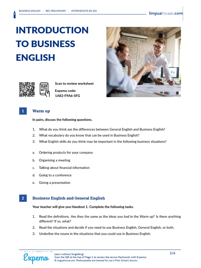 Introduction To Business English British English Teacher | PDF | Career & Growth