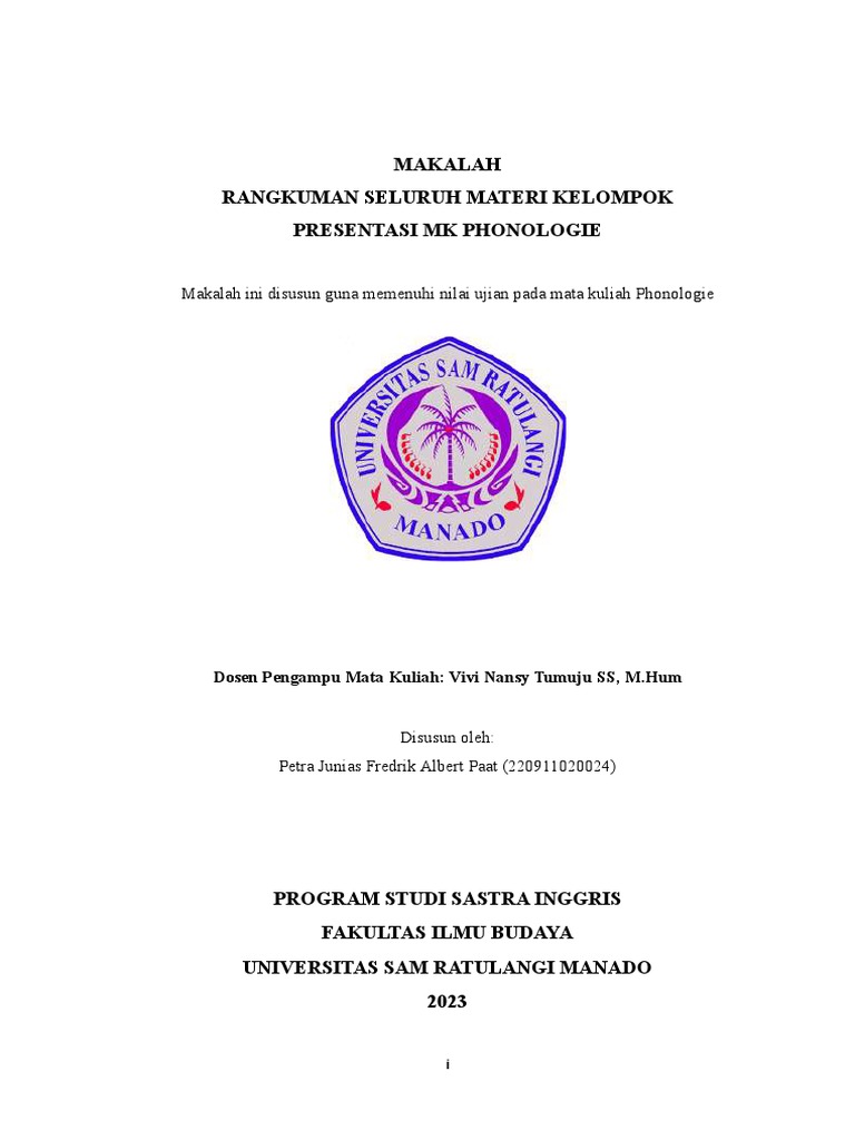 MAKALAH Phonologie-1 | PDF | Seni & Disiplin Bahasa