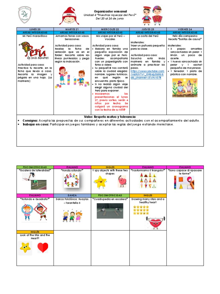 Organizador Semanal: Riquezas del Perú | PDF