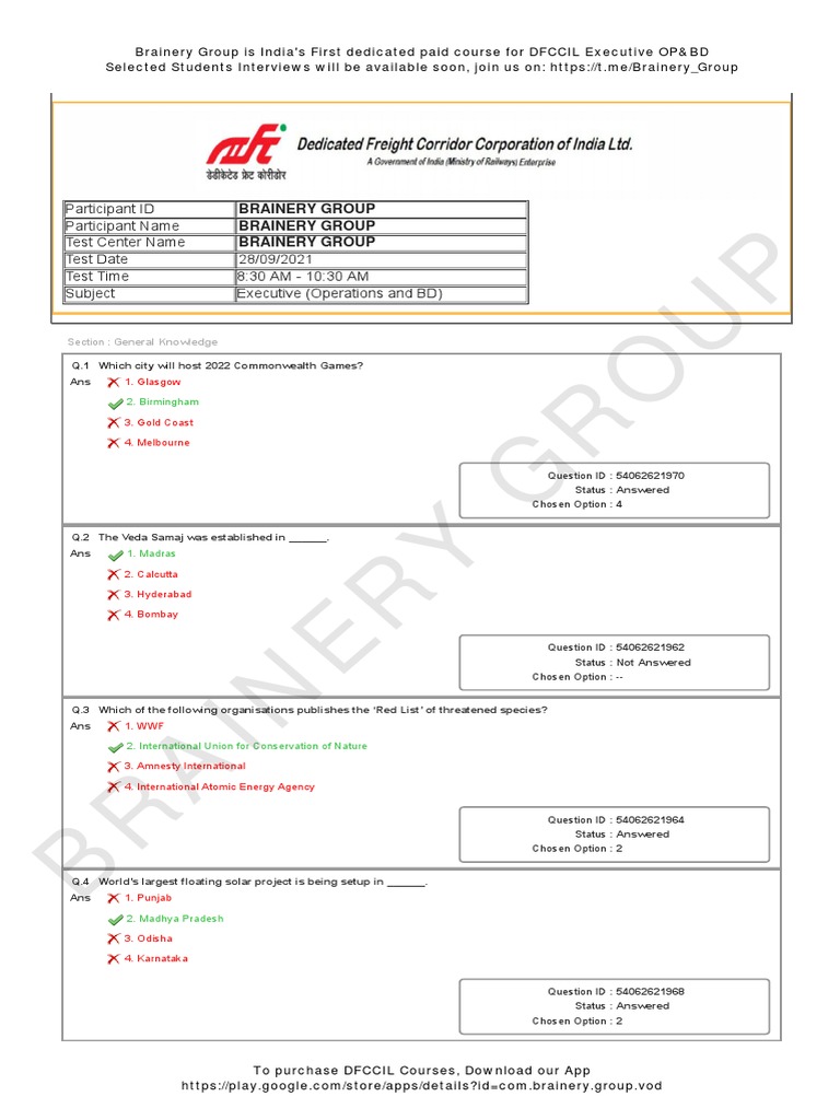 DFCCIL - Executive - Ops - & - BD - (Shift 1) - 28th - Sept - 2021 | PDF | Prices | Percentage