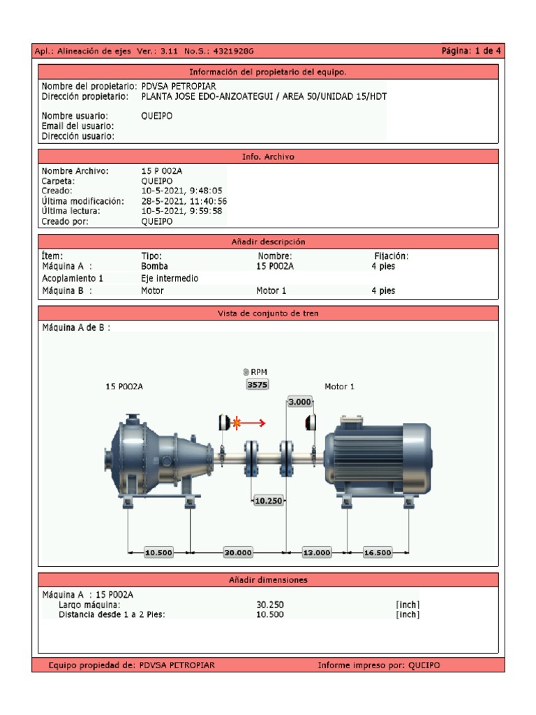 Alineación bomba motor | PDF