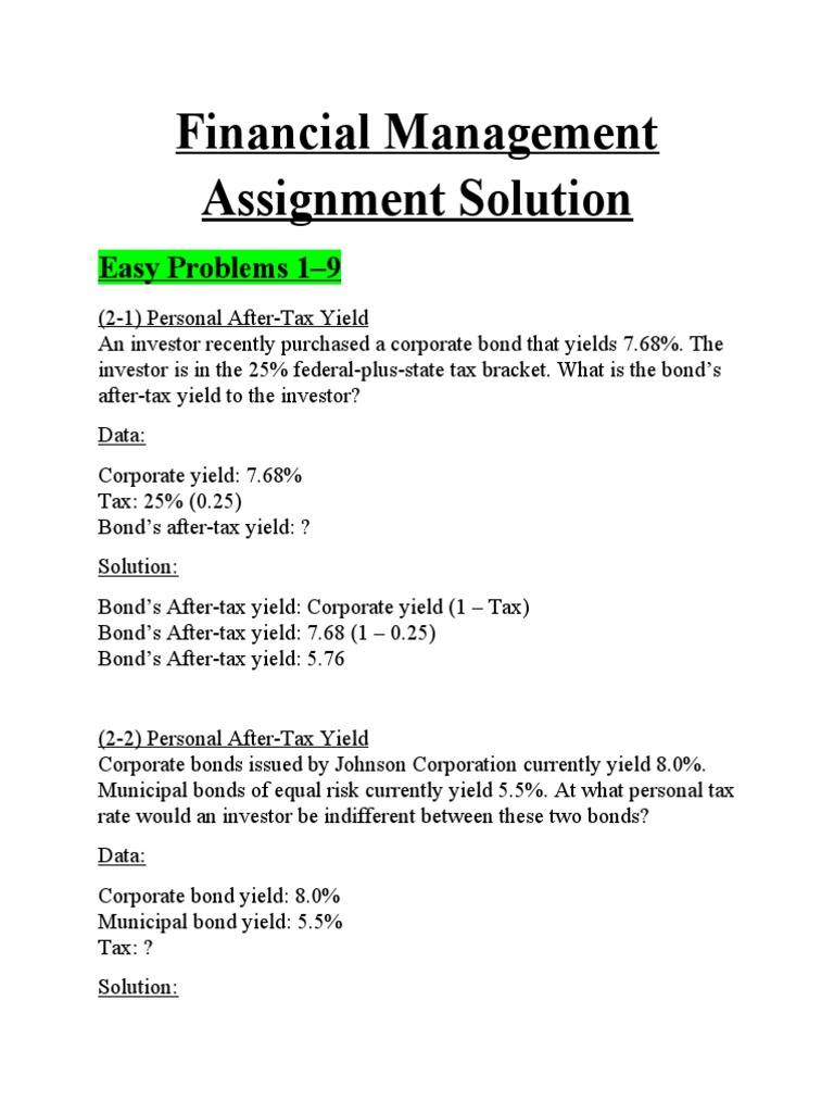 Financial Management Assignment Solution | PDF