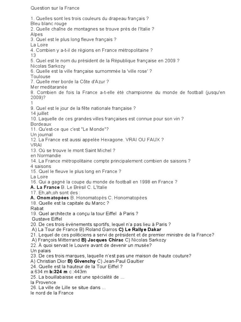 Quiz Sur La France | PDF