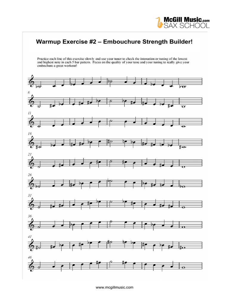 Warmup 2 Embouchure Strength Exercises-Updated | PDF