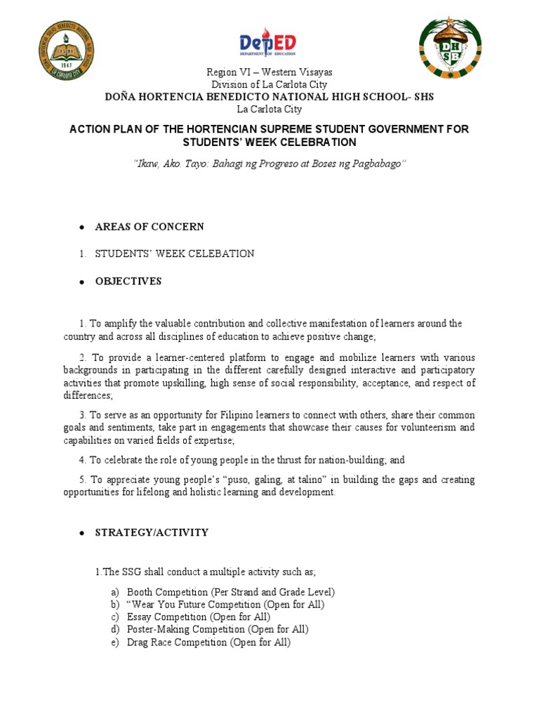 Action Plan for Students' Week Celebration | PDF | Cognitive Science ...