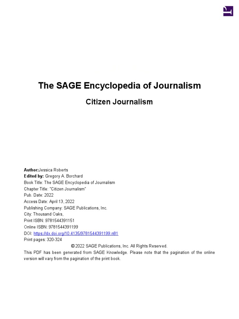 Roberts 2022 Citizen Journalism | PDF | Journalism | Social Media