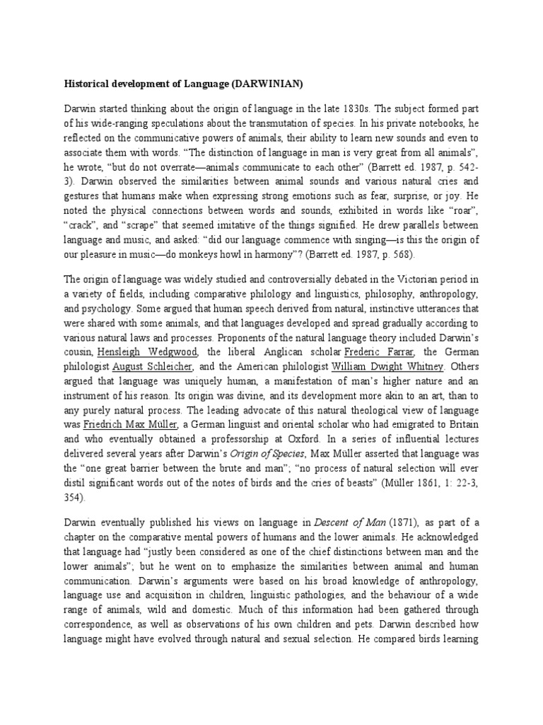 Darwinian Perspectives on Language Evolution | PDF | Evolution | Homo