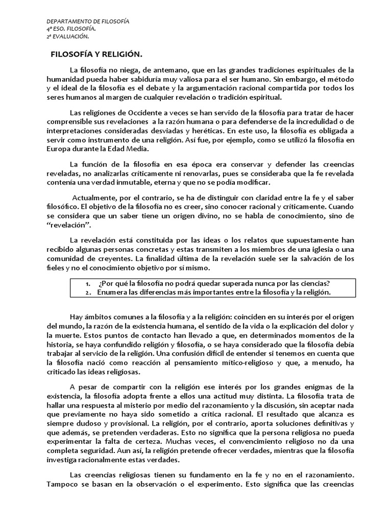 Conclusion Filosofia y Religion 2 | PDF