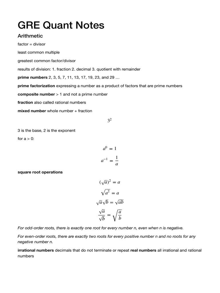 GRE Quant Notes | PDF | Circle | Triangle