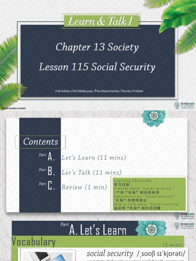 Lesson 115 Social Security | PDF