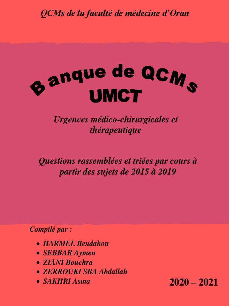 Banque de QCMs UMCT Version 01 | PDF