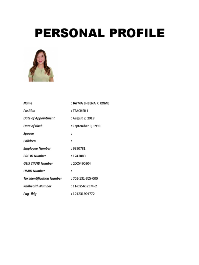 Personal Profile | PDF