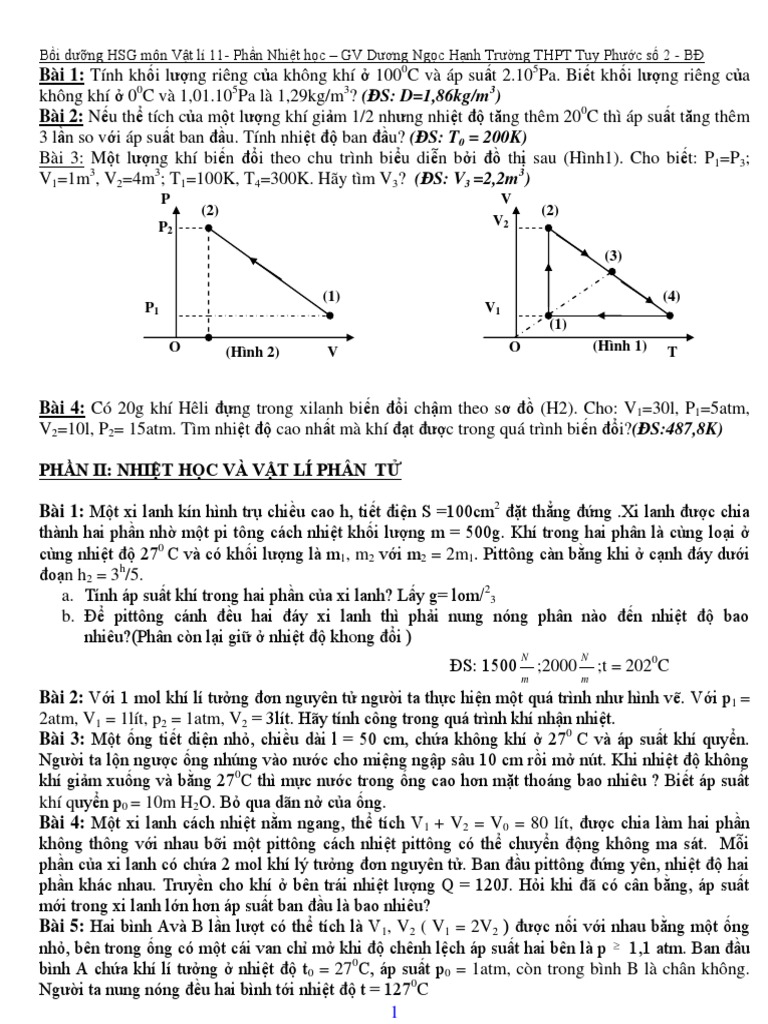 Vat Ly 1 14 Bai Tap Nhiet (Cuuduongthancong - Com) | PDF