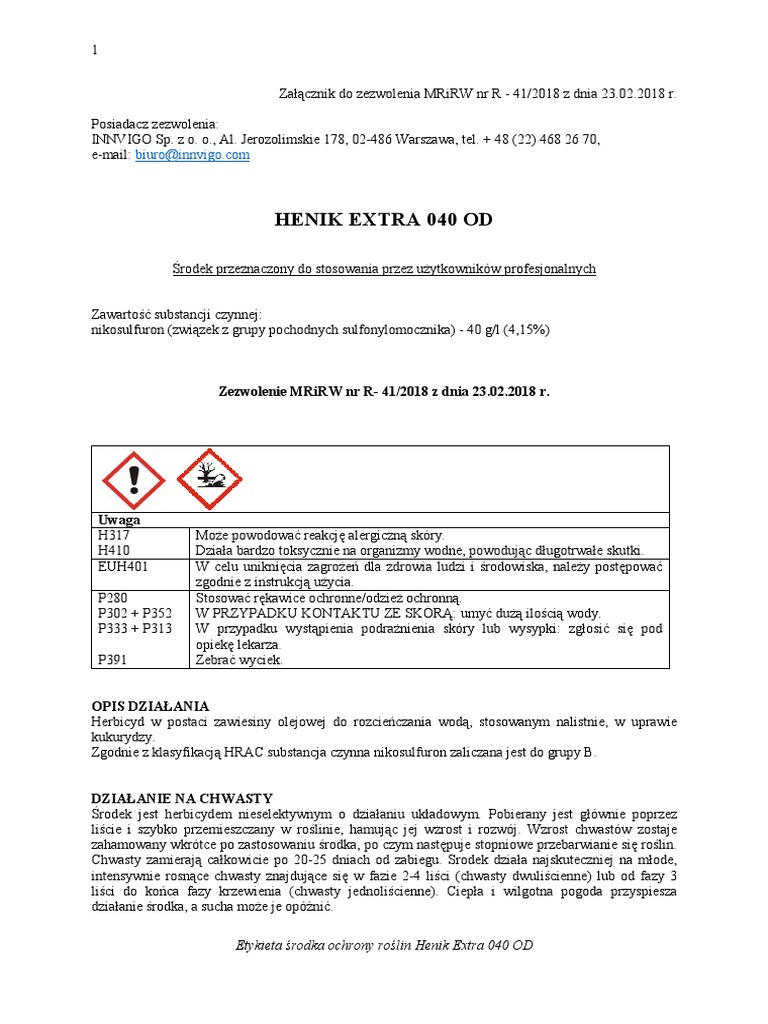 Henik Extra 040 OD | PDF