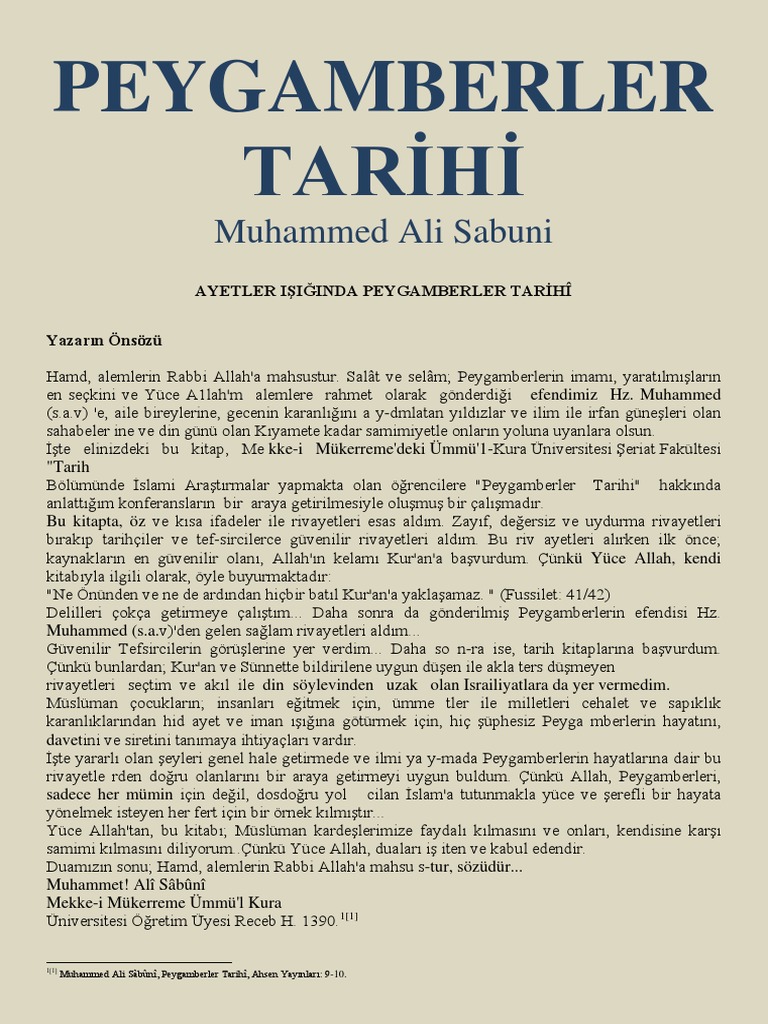 Peygamberler Tarihi İmam Sabuni | PDF