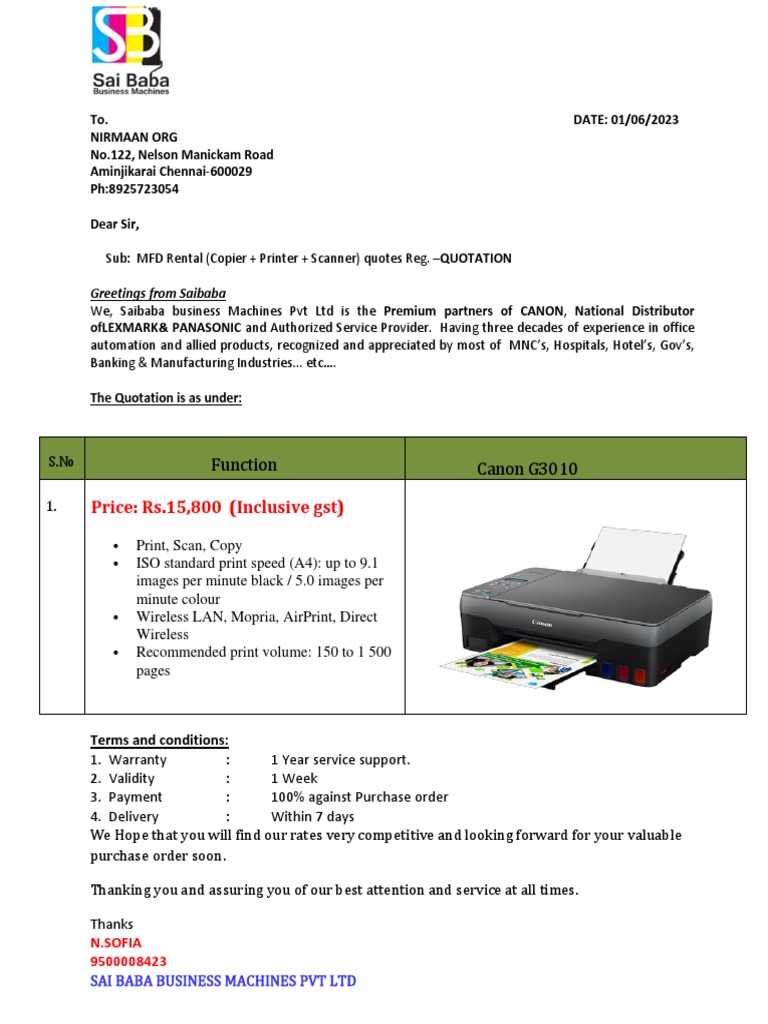 CANON A4 Machine Sales | PDF