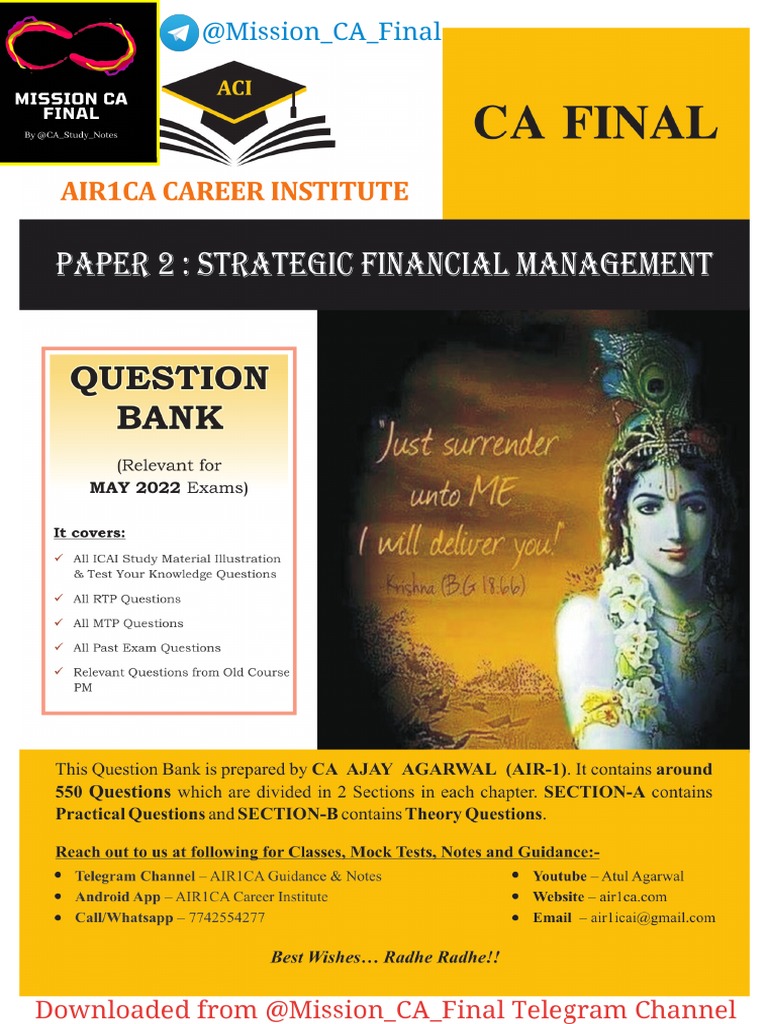 SFM Question Bank by Ajay Agarwal @mission - CA - Final | PDF