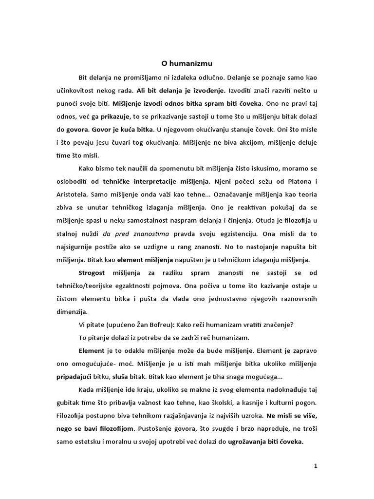 Hajdeger 'O Humanizmu' | PDF