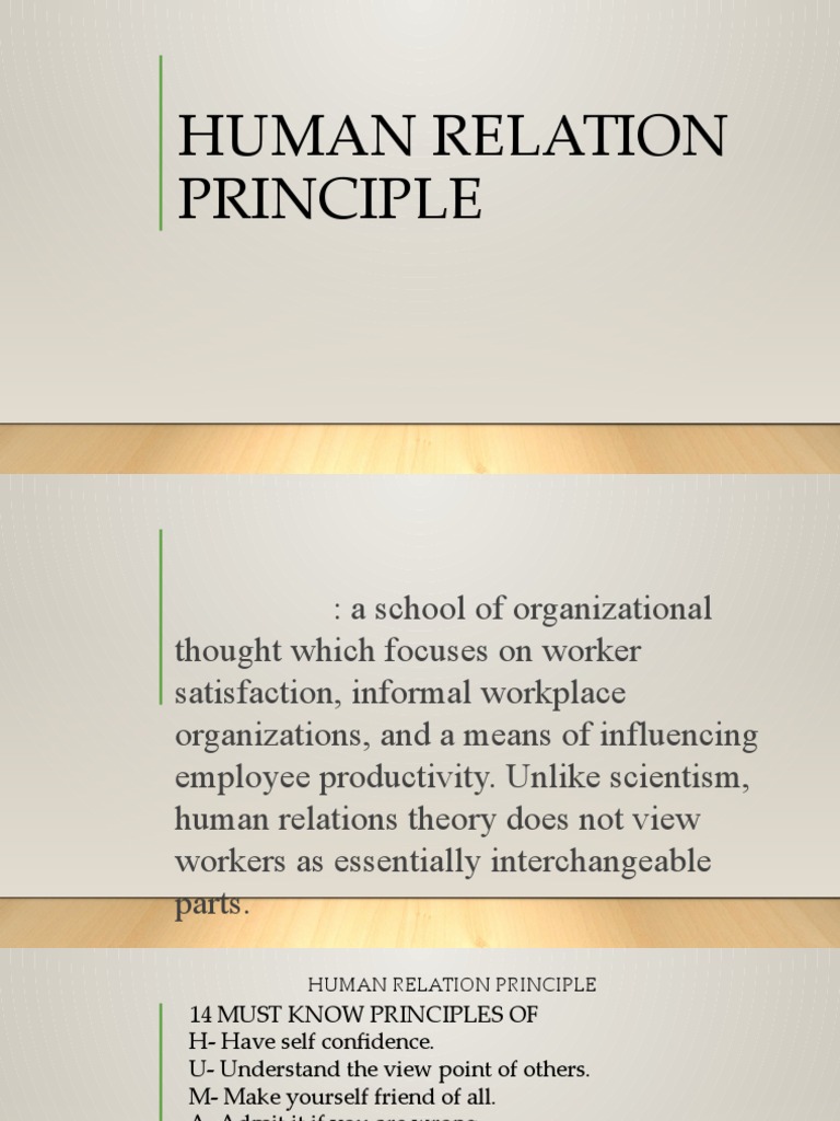 Principles of Human Relations Management | PDF | Communication | Goal