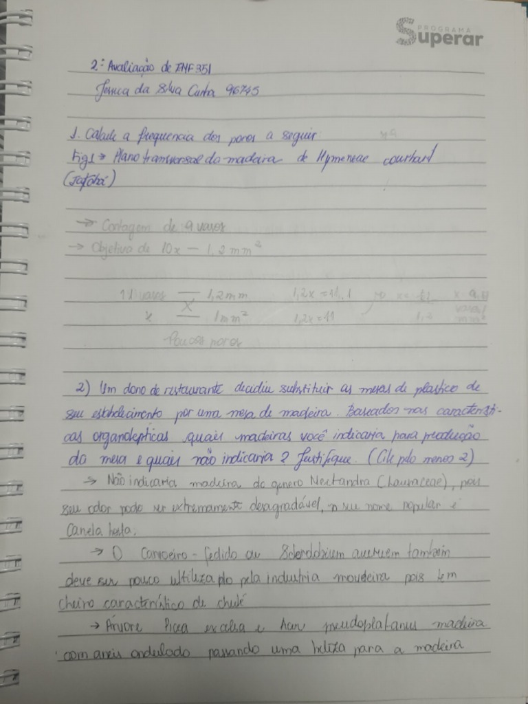 2° Avaliação de ENF 351 - Jéssica Da Silva Cunha - 96745 | PDF
