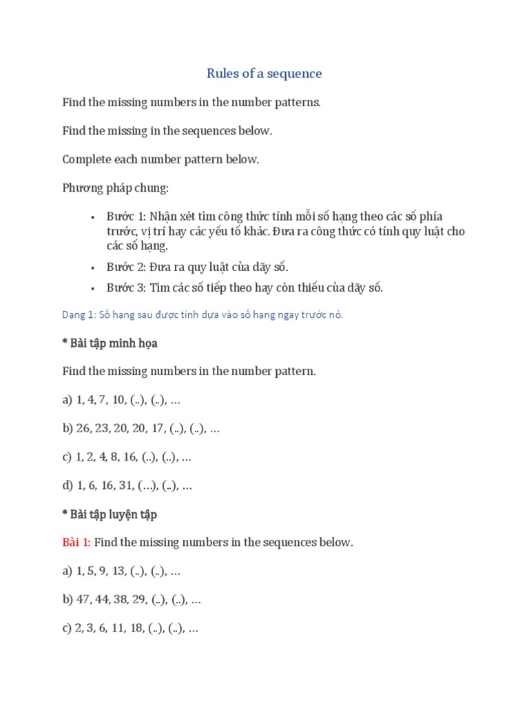 Rules Of A Sequence Pdf