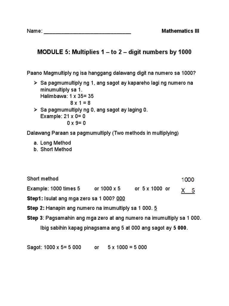 Math Mod 5 | PDF