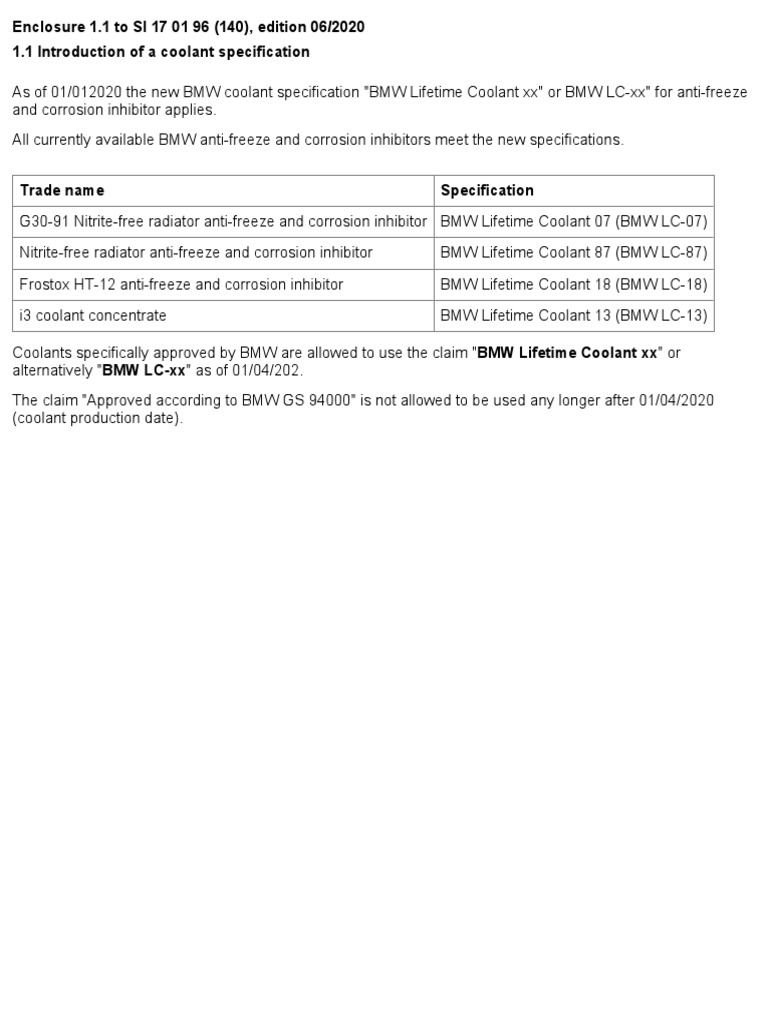 Introduction To Coolant Specification | PDF