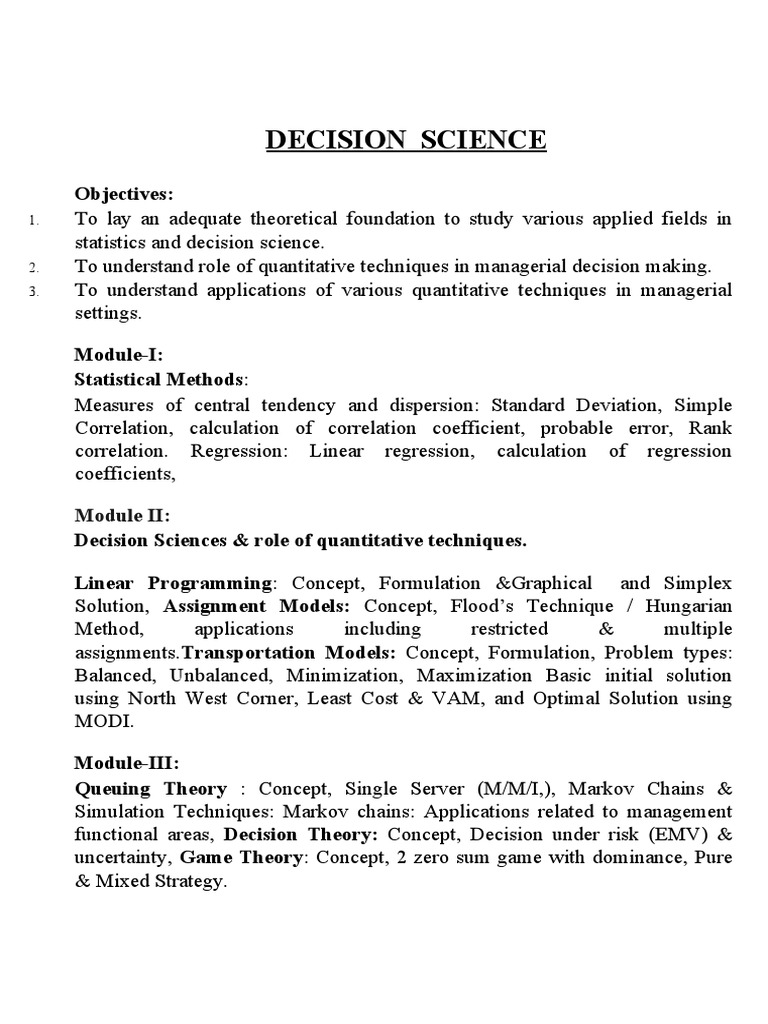 Decision Science | PDF