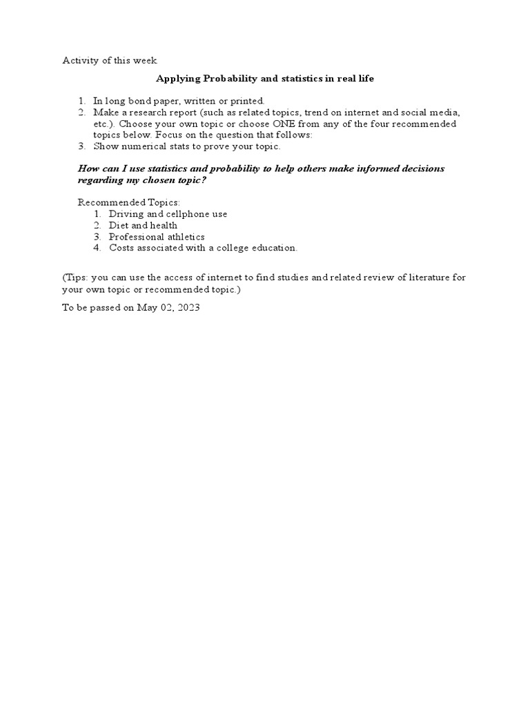 Applying Probability in Real Life Research | PDF | Social Science