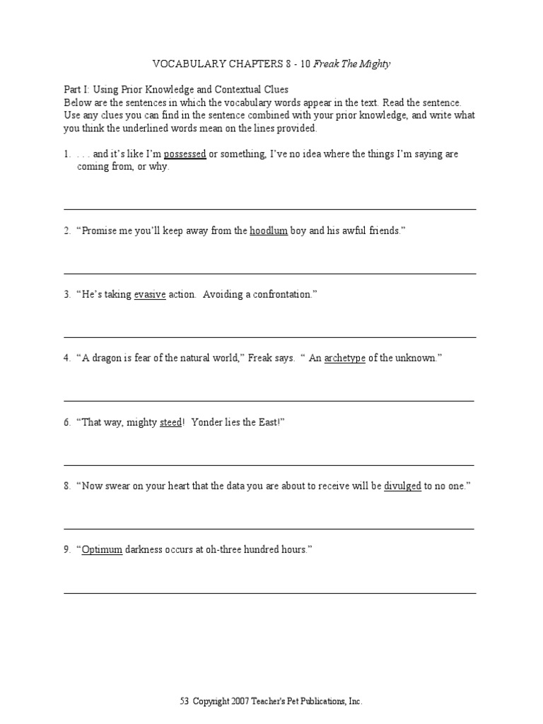 Freak The Mighty 8-10 Vocabulary | PDF | Philosophy