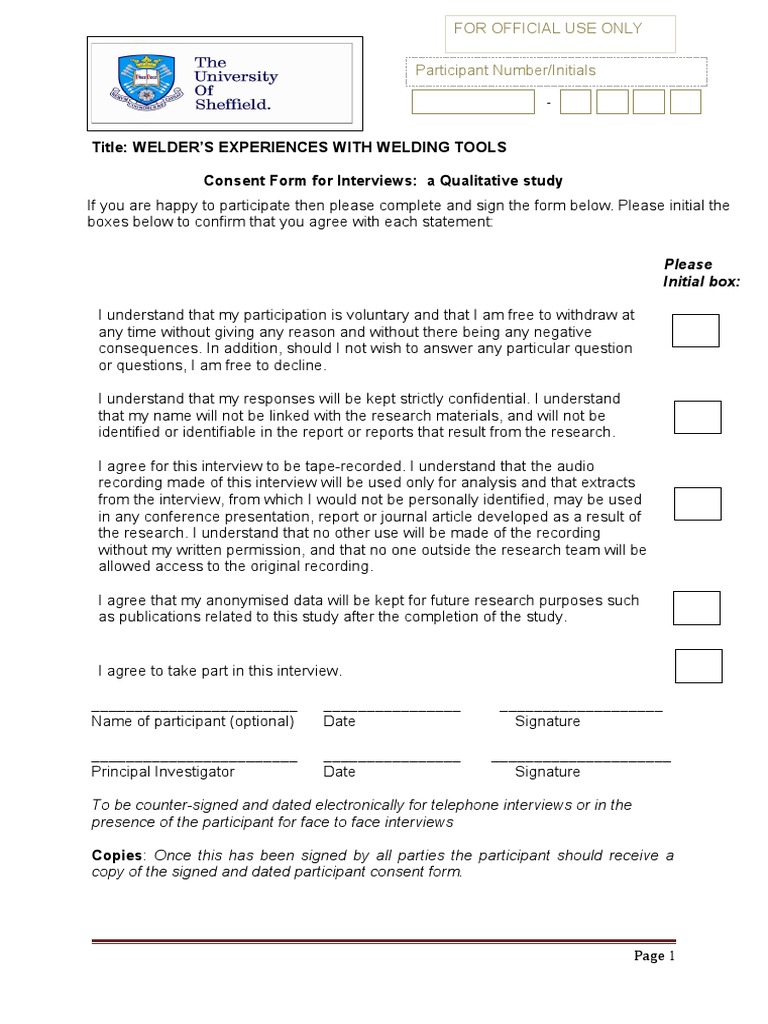 Consent Form for Interview Participation | PDF | Career & Growth