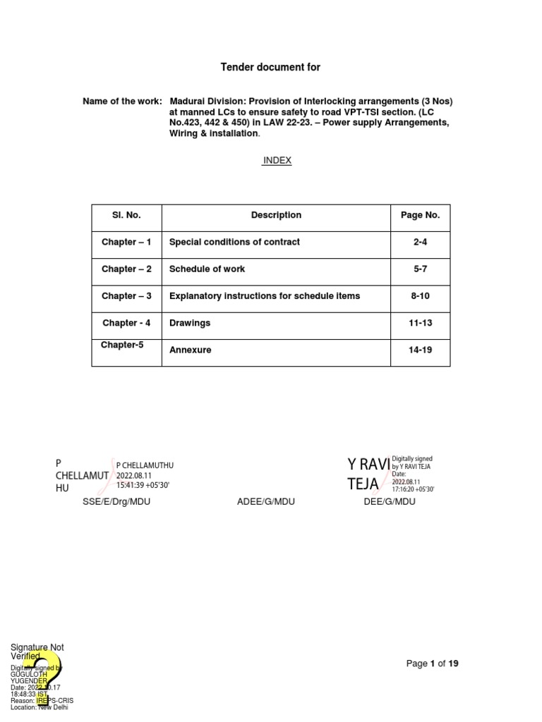 Electrical General VP Tts I Tender Document | PDF | Electrical Wiring ...