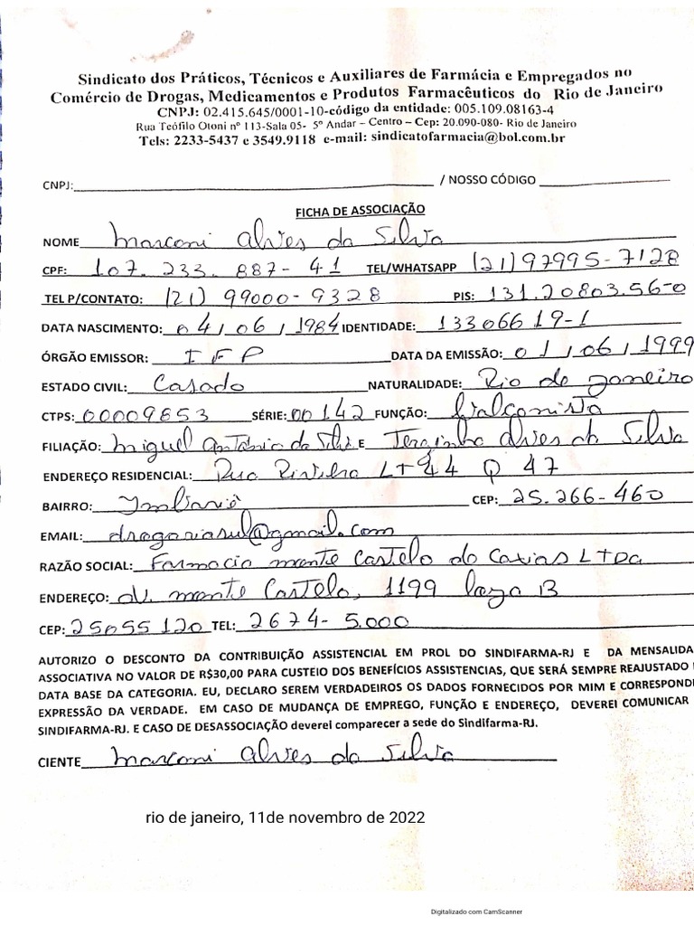 Ficha de Associado 2023 | PDF