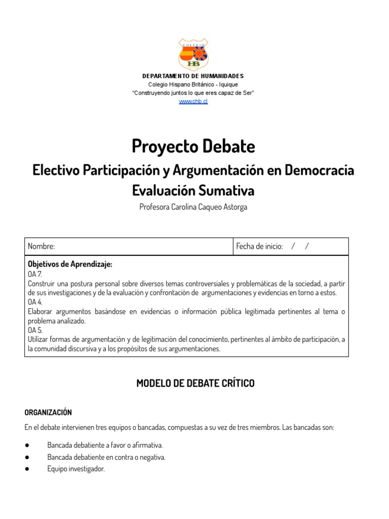 Proyecto Debate | PDF | Argumento | Bibliografía