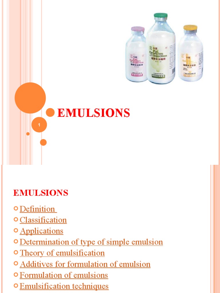 Emulsions Editedd | PDF | Emulsion | Surfactant