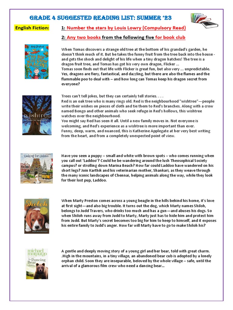 Summer Reading List - Grade 4 | PDF