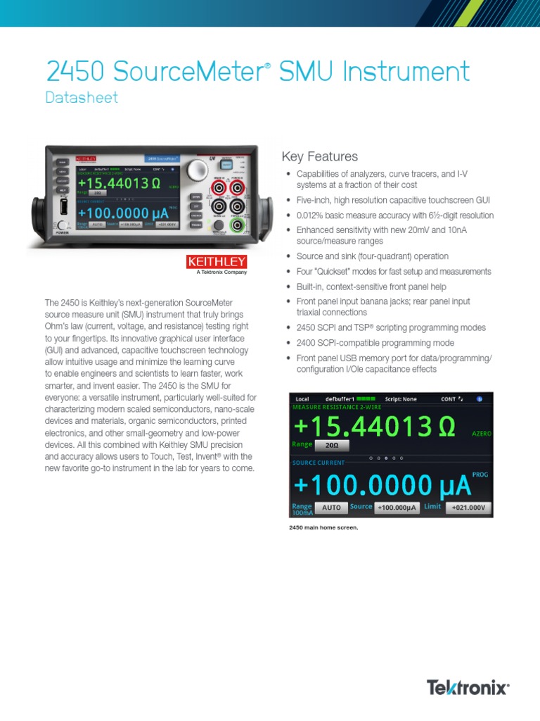 Keithley 2450 | PDF | Usb | Touchscreen Keithley 2450 | PDF | Usb | Touchscreen