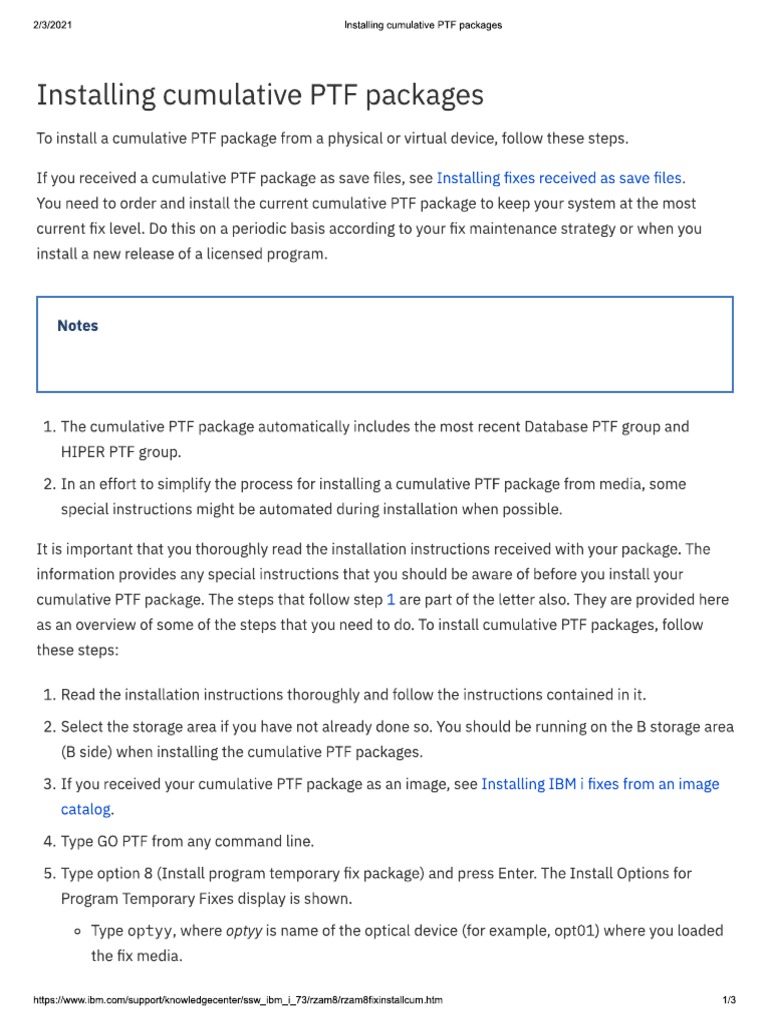 Applying PTFs - Physical or Virtual Device | PDF