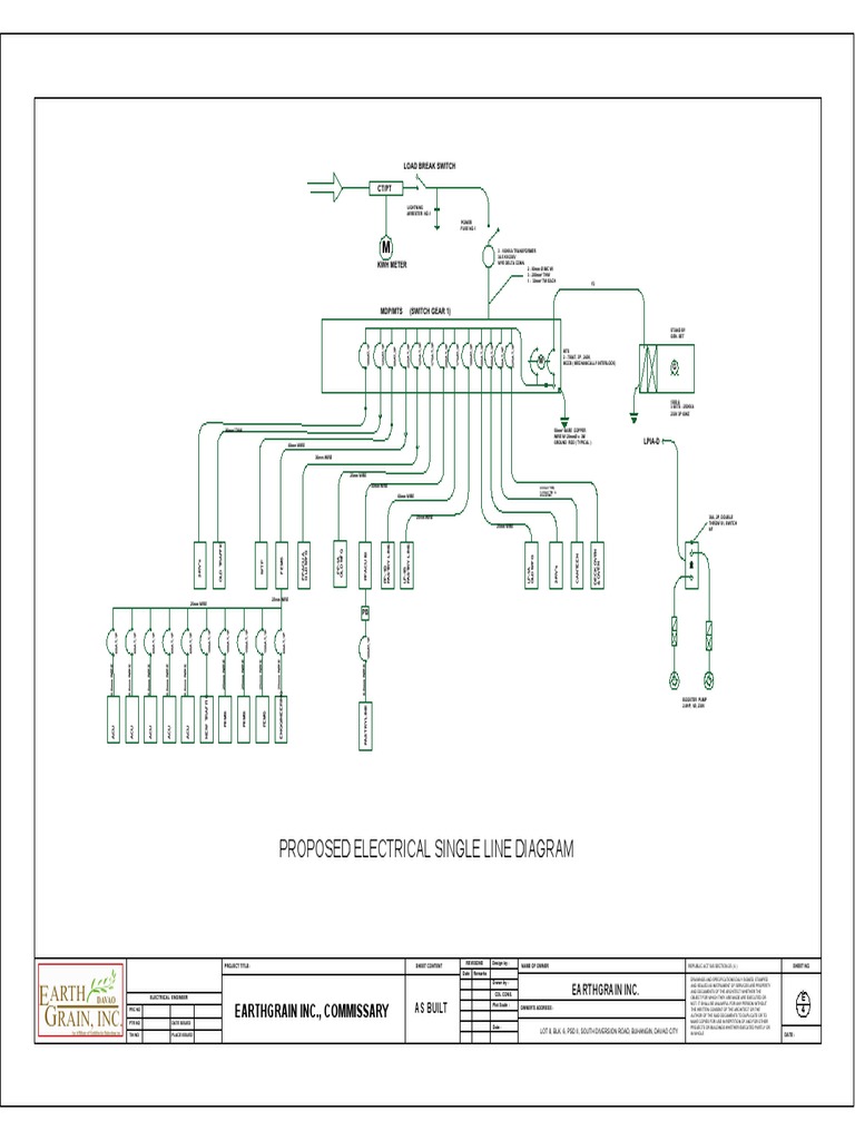 Earthgrain Inc., Commissary: Proposed Electrical Single Line Diagram | PDF