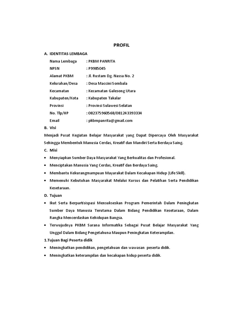 Profil PKBM | PDF