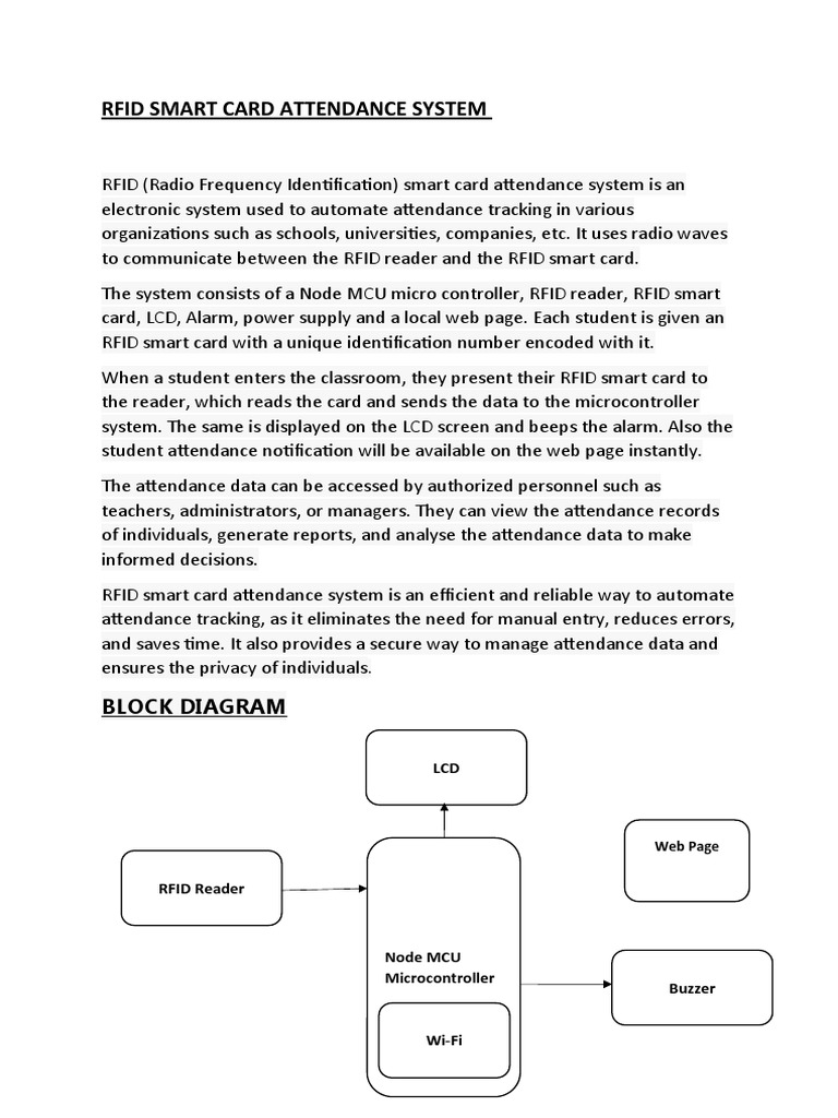 RFID Smart Card Attendance System | PDF | Radio Frequency ...