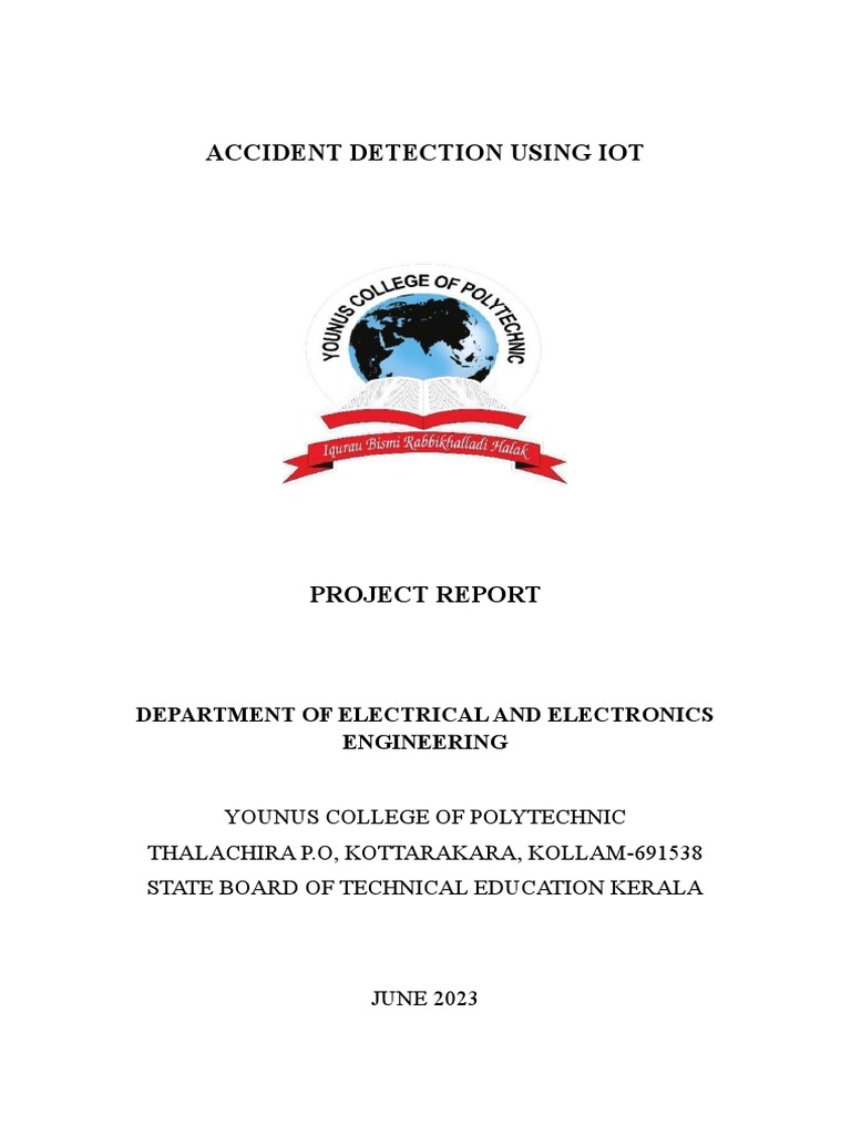 Accident Detection Using IOT Project Report Final | PDF | Electric Motor | Internet Of Things