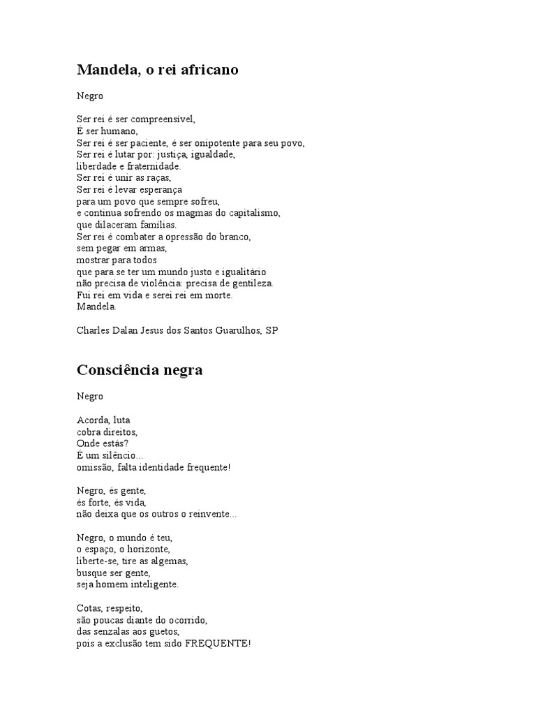 Poesias Dia Da Consciencia Negra Michele | PDF | Negros | Nelson Mandela