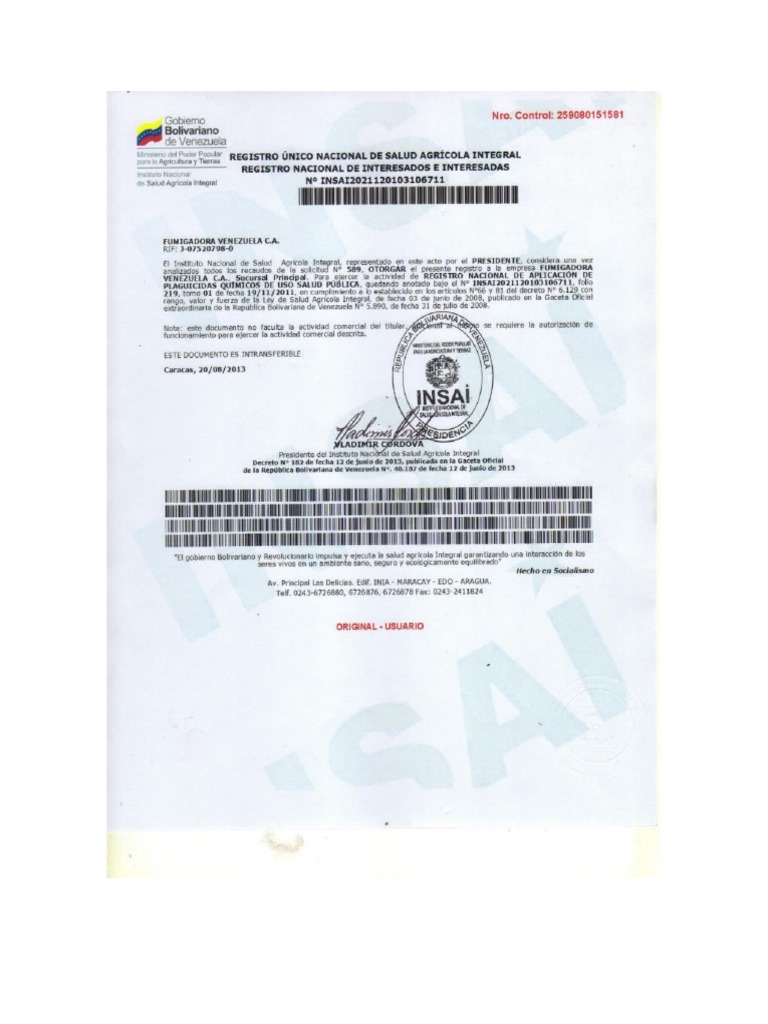 Registros Insai | PDF